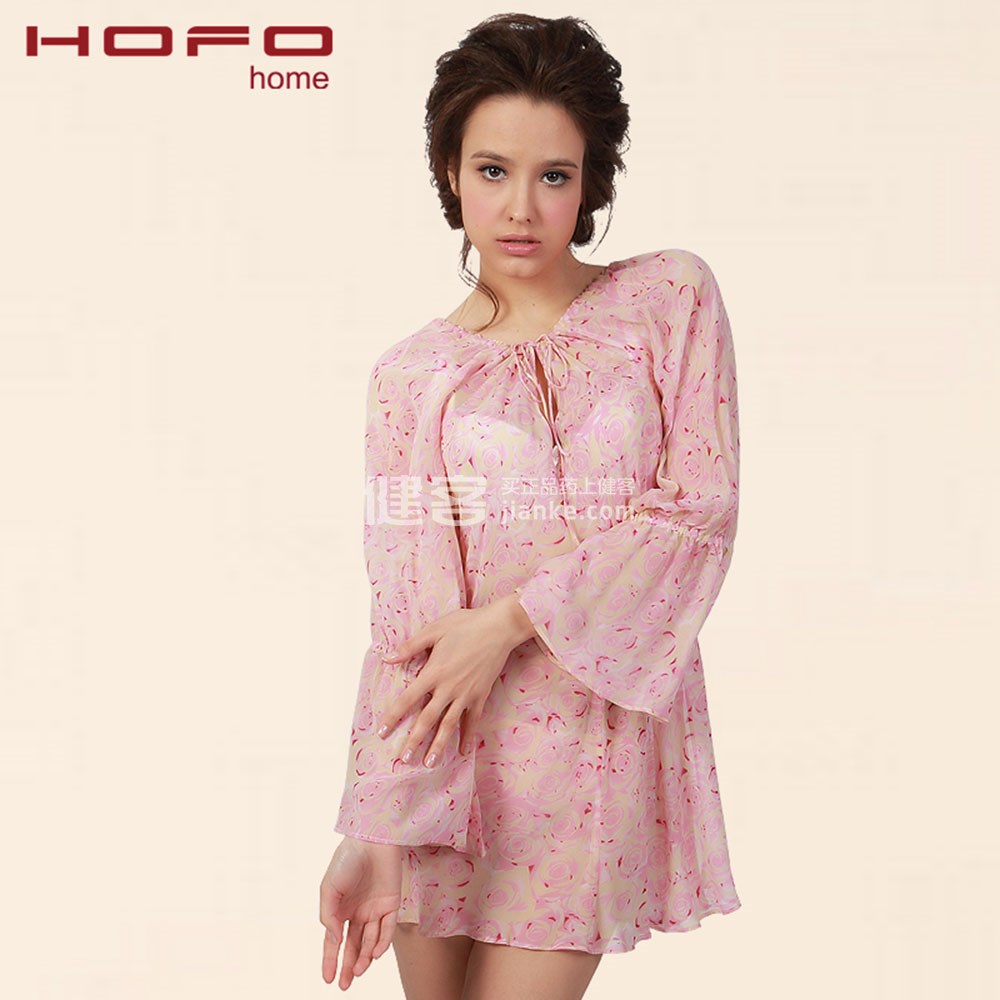 HOFO 2015胖MM桑蚕丝睡袍女真丝上衣透视丝绸长上衣 (78014 170尺码)(2015胖MM桑蚕丝睡袍女真丝上衣透视丝绸长上衣 ...