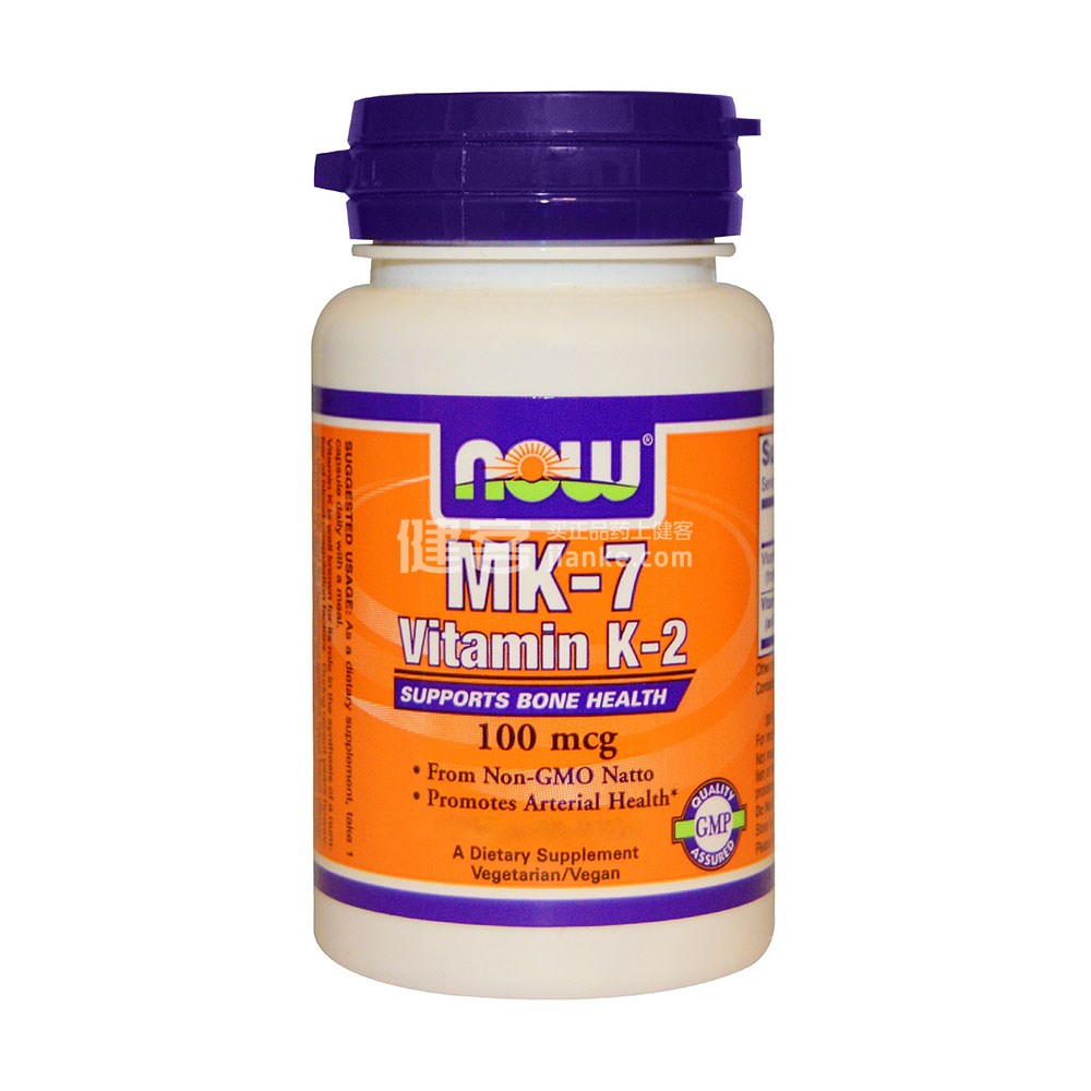 Now Foods MK-7 维生素K-2(100微克，100粒)(MK-7 维生素K-2) _说明书_作用_效果_价格_方舟健客网上药店
