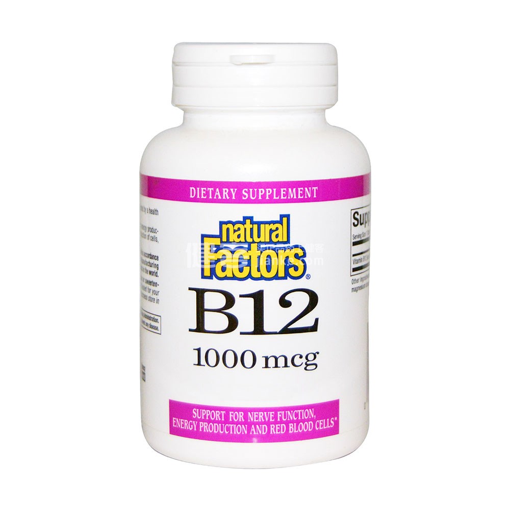 Natural Factors B12(1000微克 90片)(B12) _说明书_作用_效果_价格_方舟健客网上药店