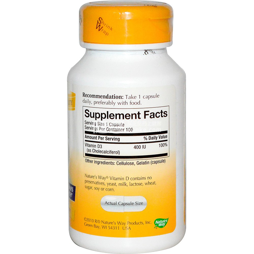 Natures Way Vitamin D-400(140粒)(Vitamin D-400) _说明书_作用_效果_价格_方舟健客网上药店