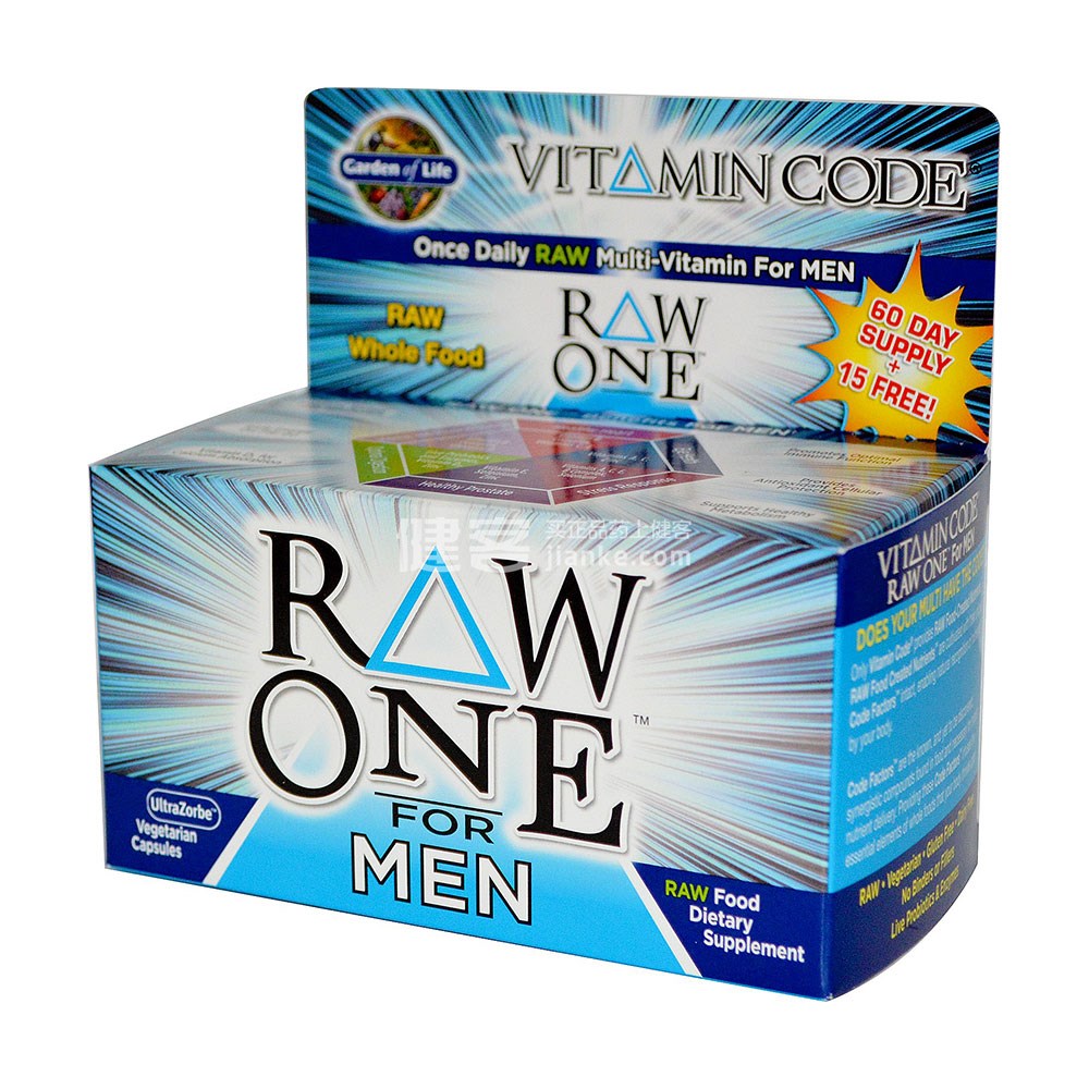 Garden of Life RAW One 综合维他命素食胶囊(男士 75粒)(综合维他命素食胶囊) _说明书_作用_效果_价格_方舟健客网上药店