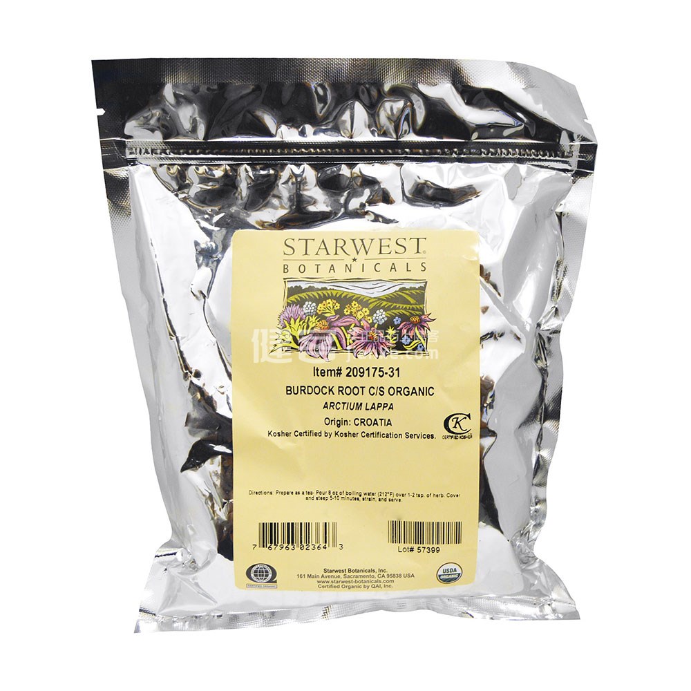 Starwest Botanicals 有机牛蒡根(1磅)(有机牛蒡根) _说明书_作用_效果_价格_方舟健客网上药店