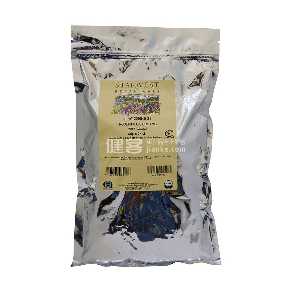 Starwest Botanicals 有机玫瑰果(2磅)(有机玫瑰果) _说明书_作用_效果_价格_方舟健客网上药店