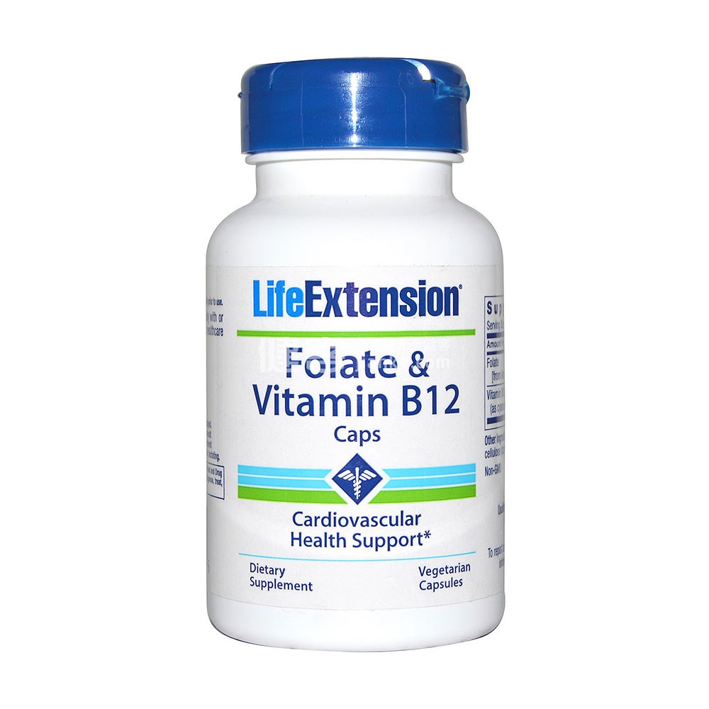 Life Extension Folate & Vitamin B12 Caps(200粒)(Folate & Vitamin B12 ...